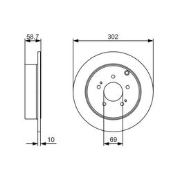 Bosch Bremsscheibe 0986479532 voll 302mm 10mm f&uuml;r MITSUBISHI
