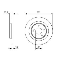 Bosch Bremsscheibe 0986479b04 voll 302mm 10mm f&uuml;r Peugeot MITSUBISHI