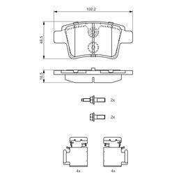 Bosch Bremsbelagsatz, Scheibenbremse 0986494622 f&uuml;r Peugeot Citro&euml;n