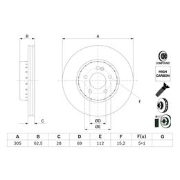 Bosch Bremsscheibe 0986479h46 bel&uuml;ftet 305mm 28mm f&uuml;r Mercedes