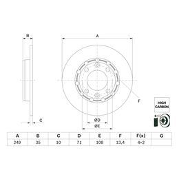 Bosch Bremsscheibe 0986479h15 voll 249mm 10mm f&uuml;r Vaughall