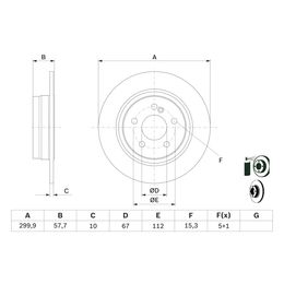 Bosch Bremsscheibe 0986479410 voll 300mm 10mm f&uuml;r Mercedes