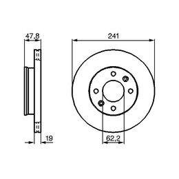 Bosch Bremsscheibe 0986479206 bel&uuml;ftet 241mm 19mm f&uuml;r HYUNDAI KIA