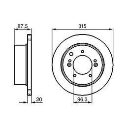 Bosch Bremsscheibe 0986479232 bel&uuml;ftet 315mm 20mm f&uuml;r KIA