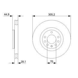 Bosch Bremsscheibe 0986479325 bel&uuml;ftet 305mm 28mm f&uuml;r Fiat