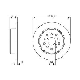 Bosch Bremsscheibe 0986479339 voll 307mm 12mm f&uuml;r TOYOTA LEXUS