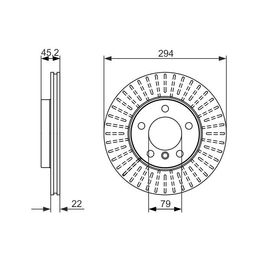 Bosch Bremsscheibe 0986479725 bel&uuml;ftet 293,6mm 22,2mm f&uuml;r MINI