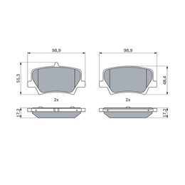 Bosch Bremsbelagsatz, Scheibenbremse 0986424996 f&uuml;r Volvo