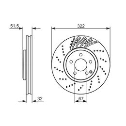 Bosch Bremsscheibe 0986479720 bel&uuml;ftet 322mm 32mm f&uuml;r Mercedes