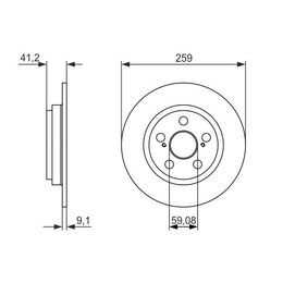 Bosch Bremsscheibe 0986479766 voll 259mm 9mm f&uuml;r TOYOTA