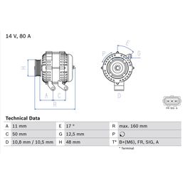 Bosch Generator 0986044701 f&uuml;r Ford