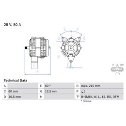 Bosch Generator 0986048100 f&uuml;r DAF Mercedes