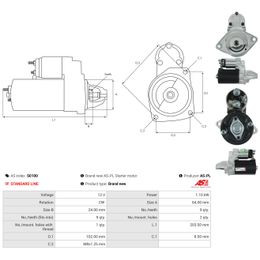 AS-PL Starter s0100 f&uuml;r Fiat Peugeot CHEVROLET Opel Suzuki