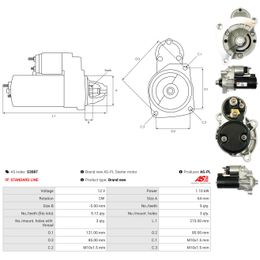 AS-PL Starter s3087 f&uuml;r Fiat Peugeot MITSUBISHI