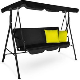 Luverno Hollywoodschaukel, Schwarz, Gold, Metall, Textil, 3-Sitzer, 170x153x110 cm, Gartenm&ouml;bel, Hollywoodschaukeln