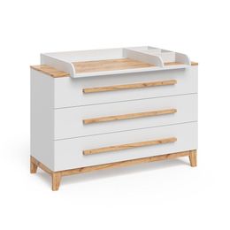 Vitalispa Wickelkommode, Wei&szlig;, Eiche Artisan, Holzwerkstoff, 3 Schubladen, Rechteckig, 133.2x98x70 cm, Babym&ouml;bel, Wickelkommoden & Zubeh&ouml;r, Wickelkommoden