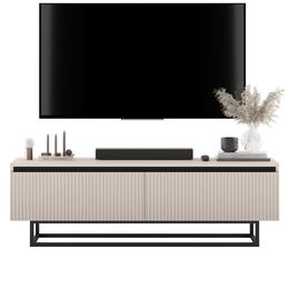 Meble Lindner Tv-Lowboard, Kaschmir, Metall, 2 F&auml;cher, Rechteckig, 140x44x35 cm, Wohnzimmer, Wohnw&auml;nde, Lowboards, Lowboards stehend