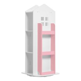 Livingandhome Kinderb&uuml;cherregal, Wei&szlig;, Rosa, Holzwerkstoff, 41x96x41 cm, Kinder- & Jugendzimmer, Kinderm&ouml;bel, Kinderregale