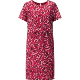 Damen Bleistiftkleid in 2-in-1-Optik rot-mauve-bedruckt, Gr&ouml;&szlig;e 56