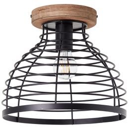 Brilliant LED Deckenleuchte "Avia", schwarz (schwarz, holz), 1, &Oslash; 30cm H: 25cm, 1 Stk., Leuchten, 25 cm H&ouml;he, &Oslash; 30 cm, 1 x E27, Metall/Holz, schwarz/braun, LED Deckenleuchte