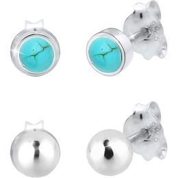 Ohrstecker-Set Elli "Schmuck Geschenk Silber 925 Ohrringe", gr&uuml;n (silberfarben, t&uuml;rkis, t&uuml;rkis), Ohrringe, Damen, 4mm, Silber 925 (Sterlingsilber), mit Howlith