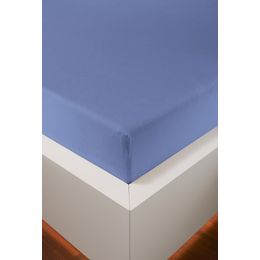 Spannbettlaken bellana "Melone TOPPER 100% Baumwolle, Jersey 125 g/m&sup2;, b&uuml;gelfrei", blau (mittelblau), L:200cm, Mako-Jersey, Obermaterial: 100% Baumwolle, Bettlaken, Spannbettlaken, reine Baumwolle, f&uuml;r Matratzen bis 10 cm H&ouml;he, Spannbetttuch