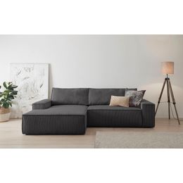 Ecksofa OTTO HOME "SHERWOOD L-Form, 267 cm - OTTO. Verl&auml;ssliche Qualit&auml;t.", anthrazit, B:267cm H:85cm T:167cm, 100% Polyester, Sofas, Ecksofa, Schlaffunktion mit Bettkasten (210x136 cm), Cord, Vintage, Samtvelours