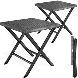 Casaria Polyrattan Klapphocker Anthrazit 2er-Set 3in1 120kg Belastbarkeit 43x40x44cm klappbar leicht tragbar au&szlig;en wetterfest
