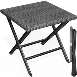 Casaria Polyrattan Klapphocker Anthrazit 3in1 120kg Belastbarkeit 43x40x44cm klappbar leicht tragbar au&szlig;en wetterfest