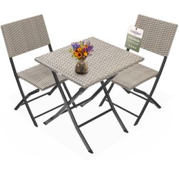 Casaria Polyrattan Gartensitzgruppe 3-tlg Creme