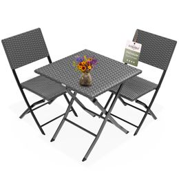 Casaria Polyrattan Gartensitzgruppe 3-tlg Anthrazit