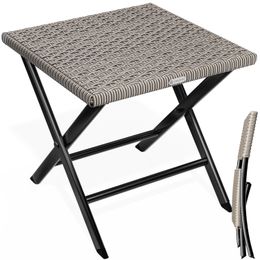 Casaria Polyrattan Klapphocker Creme 3in1 120kg Belastbarkeit 43x40x44cm klappbar leicht tragbar au&szlig;en wetterfest