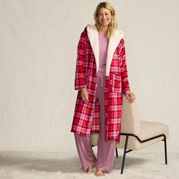 LANDS' END Fleece-Kapuzenmorgenmantel f&uuml;r Damen in Petite-Gr&ouml;&szlig;e, Damen, size: petite, Rot, Polyester, by Lands' End