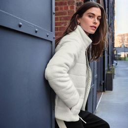 LANDS' END Teddy-Steppjacke, Damen,  Wei&szlig;, Polyester, by Lands' End