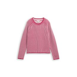 Tom Tailor Damen Strickpullover mit Rundhalsausschnitt, rosa, Meliert, Gr. XXL