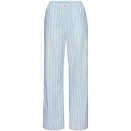 Pyjamahose Copenhagen Studios, Damen, Gr. 40, N-Gr, blau (hellblau gestreift), Web, Obermaterial: 100% Baumwolle, gestreift, bequem lang, Hosen Pyjamahose, aus leichter Baumwolle-Webware