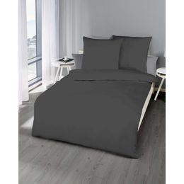 Bettw&auml;sche Kaeppel "Uni", grau (dunkelgrau), B/L: 135cm x 200cm, 1 Stk., 1 Stk., Feinbiber, B/L: 80cm x 80cm, 2 Stk., Feinbiber, Obermaterial: 100% Baumwolle, Bettw&auml;sche, Bettw&auml;sche, Unifarben