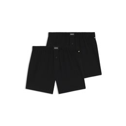 Webboxer BOSS, Herren, Gr. M, 2 Stk., schwarz (schwarz 001), Jersey, Obermaterial: 95% Baumwolle, 5% Elasthan, Unterhosen