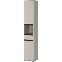 Hochschrank Germania "Lemont", grau (steingrau), B:33cm H:181cm T:34cm, Holzwerkstoff, Schr&auml;nke, Hochschrank, mit T&uuml;r- und Schubladend&auml;mpfung