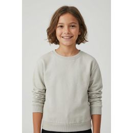 Sweatshirt name it "NKFMILLE SHORT NREG LS SWE O-NECK NOOS", M&auml;dchen, Gr. 116, pumice stone, Sweatware, Obermaterial: 80% Baumwolle, 20% Polyester, unifarben, Basic h&uuml;ftlang, Rundhals, Rippb&uuml;ndchen, Sweatshirts Sweatshirt
