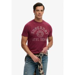 Rundhalsshirt Superdry "VINTAGE PREP RELAXED TEE", Jungen, Gr. XL, tawny port rot, Single Jersey, Obermaterial: 100% Baumwolle, relaxed fit normal, Rundhals, Shirts Rundhalsshirt, mit coolem Rissdruck