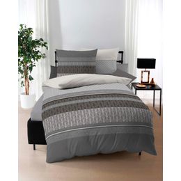 Bettw&auml;sche Kaeppel "Valencia", grau (zinn), B/L: 135cm x 200cm, 1 Stk., 1 Stk., Feinbiber, B/L: 80cm x 80cm, 2 Stk., Feinbiber, Obermaterial: 100% Baumwolle, Bettw&auml;sche, Bettw&auml;sche, angenehm w&auml;rmend
