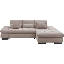 Ecksofa "SO4100 V", grau (taupe), B:284cm H:80cm T:190cm, 100% Polyester, SET ONE BY Musterring, Sofas, Ecksofa, mit verstellbaren Kopfteilen, wahlweise mit Funktionen, Cord-Bezug