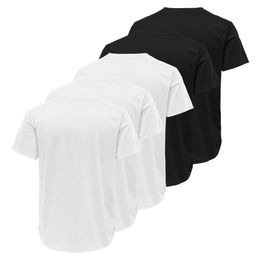 Only & Sons Rundhalsshirt ONLY & SONS "ONSJEFF LONGY SS TEE 5-PACK OTL", Jungen, Gr. L, schwarz-wei&szlig; (hellwei&szlig; pack:3 x hellwei&szlig; 2 x schwarz), Jersey, Obermaterial: 60% Baumwolle, 40% Polyester, unifarben, regular fit normal, Rundhals, Shirts Rundhalsshirt