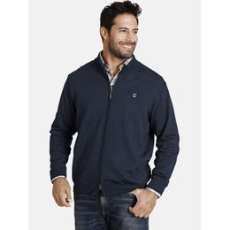 Strickjacke Jan Vanderstorm "Strickjacke AGNER", Herren, Gr. L, blau (dunkelblau), Obermaterial: 50% Baumwolle CO. 50% Polyacryl PAN., Strickjacken Strickjacke