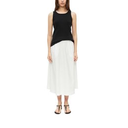 Faltenrock s.Oliver, Damen, Gr. 44, wei&szlig;, Web, Obermaterial: 60% Baumwolle, 40% Lyocell, unifarben, normal lang, R&ouml;cke, Sommerrock mit elastischem Bund