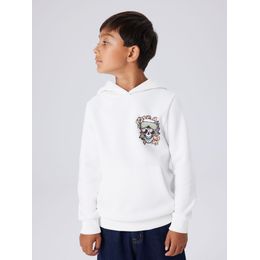 Kapuzensweatshirt name it "NKMBASTIAN LS SWE WH BRU BOX PS NOOS", Jungen, Gr. 134/140, cloud dancer, Sweatware, Obermaterial: 100% Baumwolle, bedruckt, unifarben, Basic normal, Rundhals, Rippstrickb&uuml;ndchen, Sweatshirts