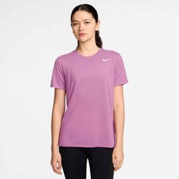 T-Shirt Nike "W NK DF RLGD SS TEE", Damen, Gr. XL, rosa (lt magenta, wei&szlig;), Jersey, Obermaterial: 100% Polyester, normal, Rundhals, Shirts T-Shirt, sportlicher Stil, Kurzarm, f&uuml;r Fitness, Fu&szlig;ball, Yoga und Laufen