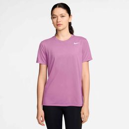 T-Shirt Nike "W NK DF RLGD SS TEE", Damen, Gr. L, rosa (lt magenta, wei&szlig;), Jersey, Obermaterial: 100% Polyester, normal, Rundhals, Shirts T-Shirt, sportlicher Stil, Kurzarm, f&uuml;r Fitness, Fu&szlig;ball, Yoga und Laufen