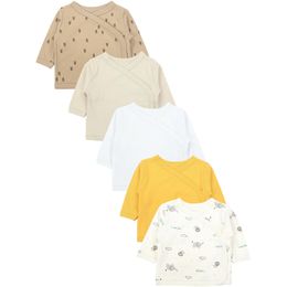 Wickelshirt TUPTAM "Wickelshirt Baby Jungen Langarm Wickelshirt 5er Set", Jungen, Gr. 50, braun (braun_gelb_tiere_beige_grau), Obermaterial: 100% Baumwolle CO., Shirts